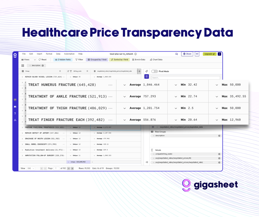 Gigasheet for Price Transparency Data: Navigating the Maze of Healthcare